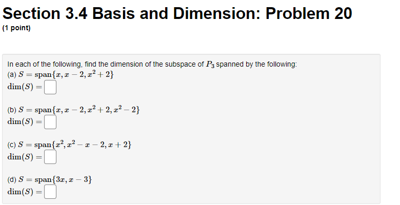 Solved Let H=span(v1,v2,v3,v4). For each of the following | Chegg.com