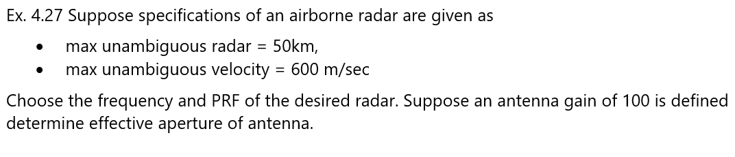 Solved Ex. 4.27 Suppose specifications of an airborne radar | Chegg.com