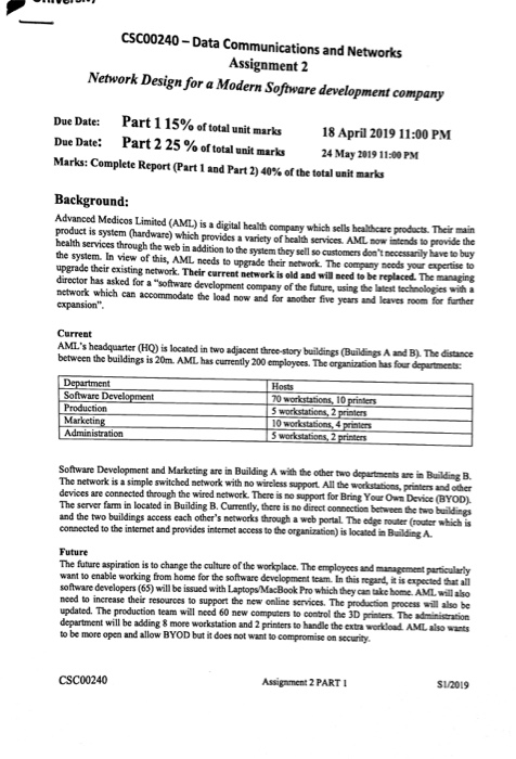 CSC00240-Data Communications and Networks Assignment | Chegg.com