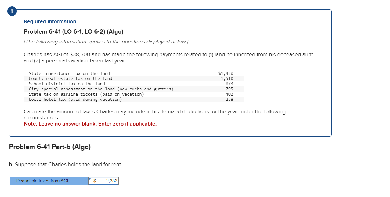 Solved Problem 6-41 (LO 6-1, LO 6-2) (Algo) [The following | Chegg.com