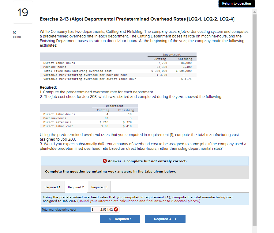 Solved Exercise 2-13 (Algo) Departmental Predetermined | Chegg.com