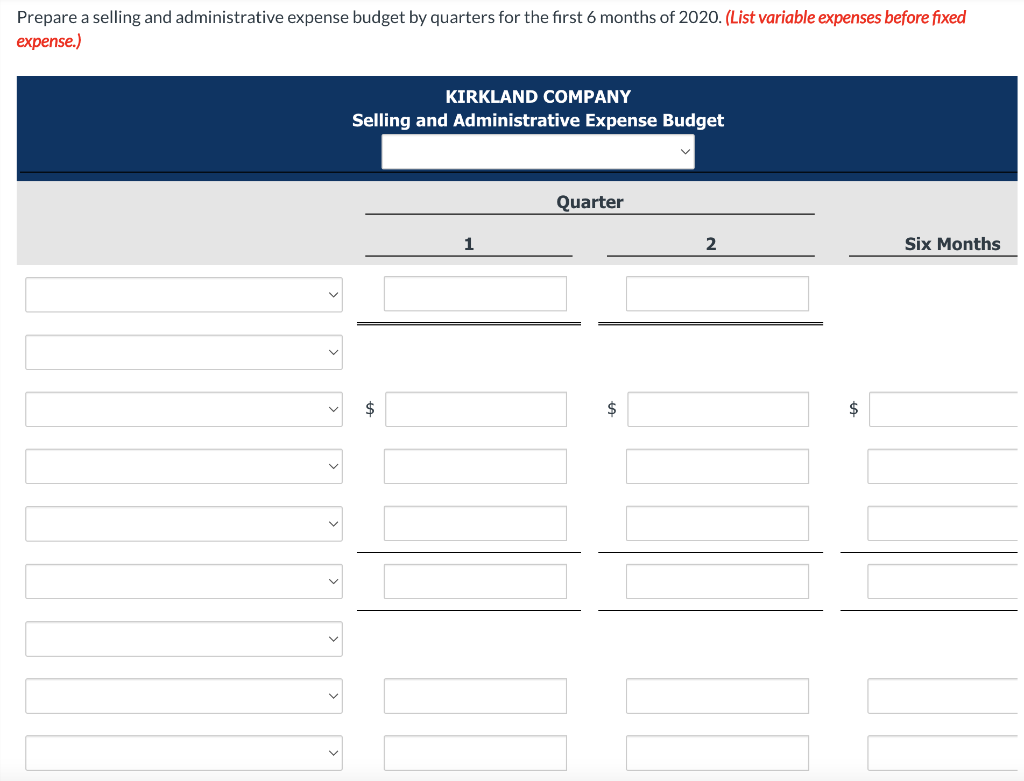 Solved Kirkland Company combines its operating expenses for | Chegg.com