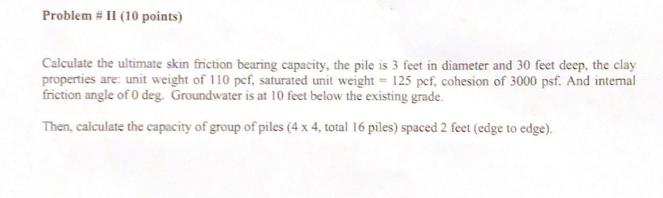 Solved Problem = II (10 points) Calculate the ultimate skin | Chegg.com