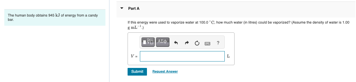 Solved The human body obtains 945kJ ﻿of energy from a | Chegg.com