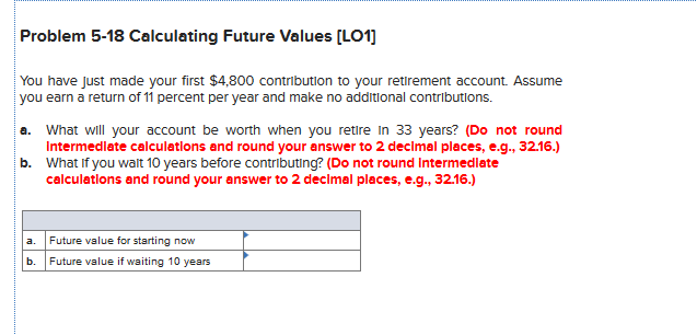 Solved Problem 5-18 Calculating Future Values (L01] You have | Chegg.com