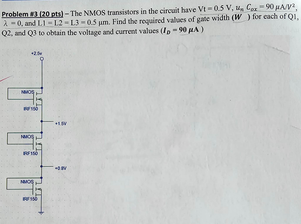 Solved Problem \#3 (20 pts) - The NMOS transistors in the | Chegg.com