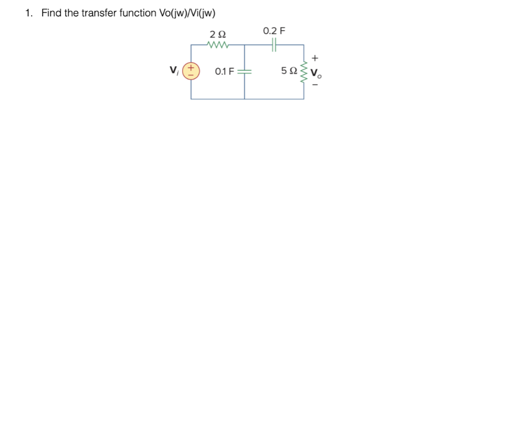Solved Find the transfer function Vo(jw)/Is(jw)for the | Chegg.com