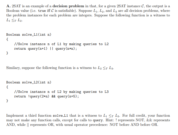 Solved 2sat Example Decision Problem Given 2sat Instance C Output Boolean Value E True Iff C