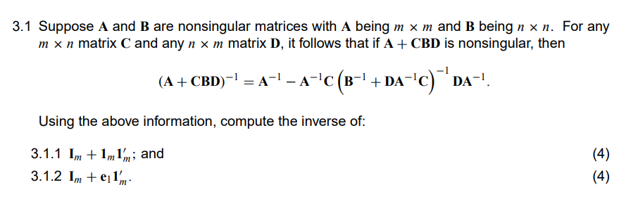 Solved 3.1 Suppose A and B are nonsingular matrices with A | Chegg.com