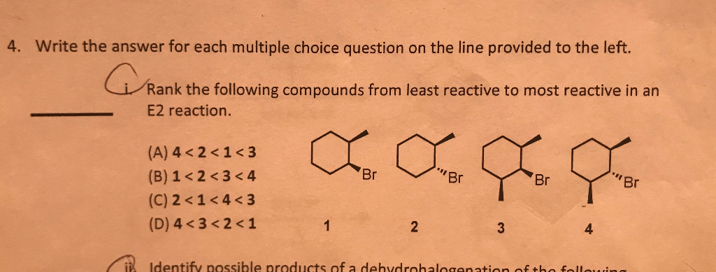Solved Rank the following compounds from least reactive to | Chegg.com