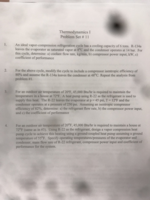 Solved Thermodynamics Problem Set #11 An ideal | Chegg.com