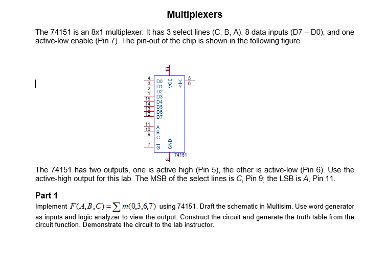 Solved Multiplexers and Adders using Multisim | Chegg.com