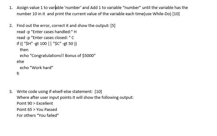 Solved 1. Assign value 1 to varilable 'number' and Add 1 to | Chegg.com