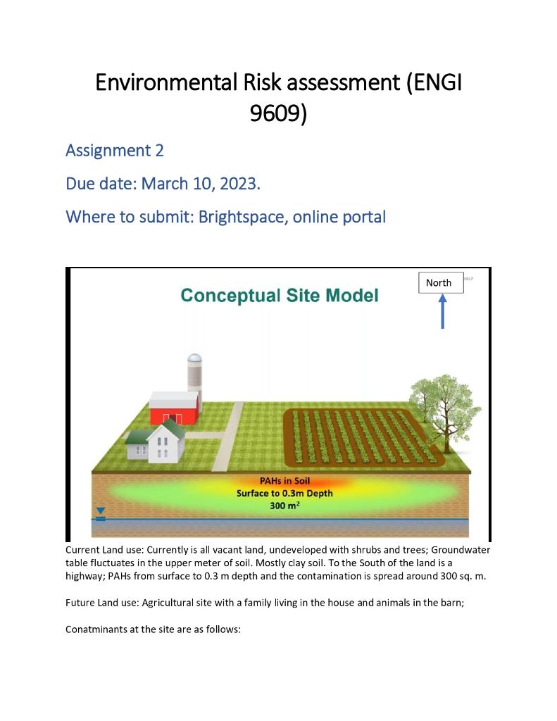 Section 1) Human Health risk assessment Conceptual | Chegg.com