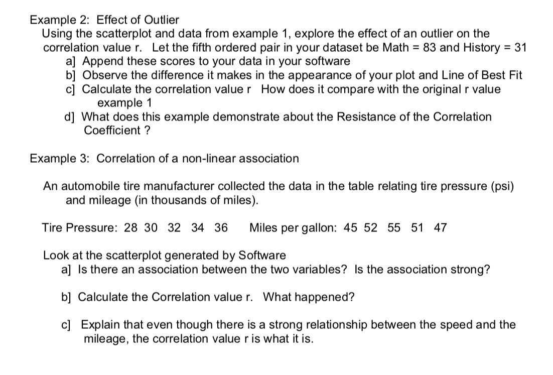 Solved Example 2: Effect of Outlier Using the scatterplot | Chegg.com