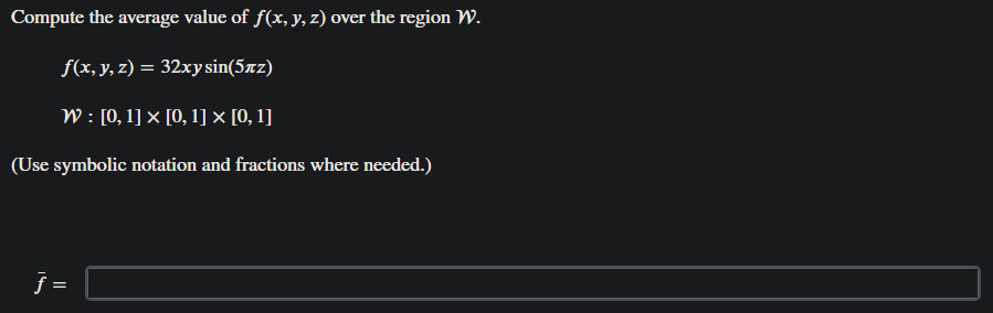 Solved Compute the average value of f(x,y,z) over the region | Chegg.com