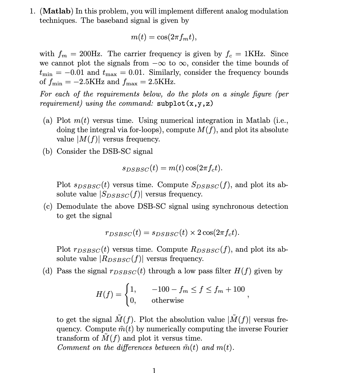 Solved Matlab in This Problem You Will Implement