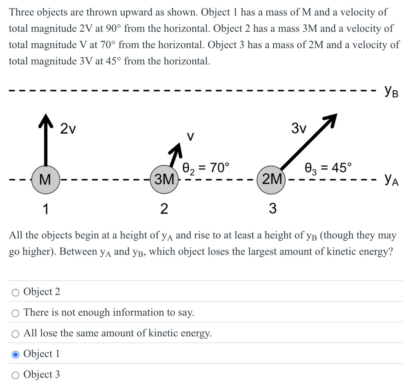 Solved Three objects are thrown upward as shown. Object 1 | Chegg.com