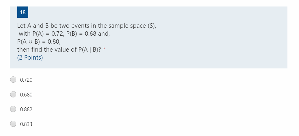Solved 18 Let A and B be two events in the sample space (S), | Chegg.com