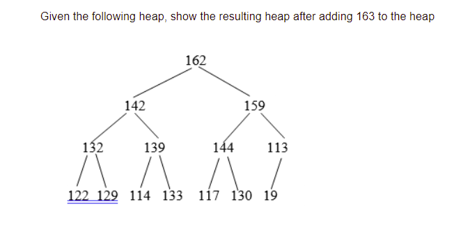 Solved Given the following heap, show the resulting heap | Chegg.com Solved Given the following heap, show the resulting heap | Chegg.com