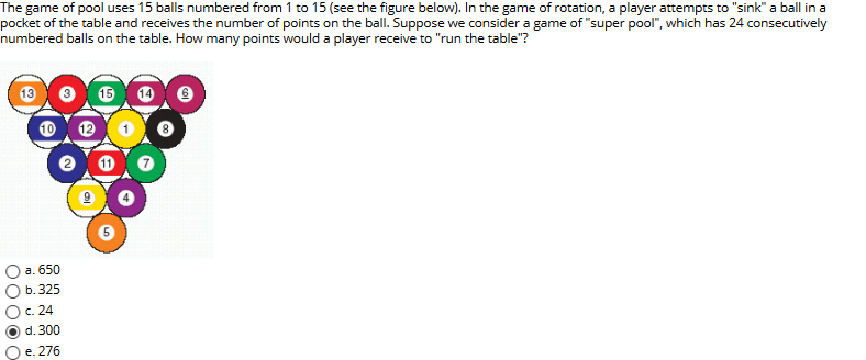 Solved The game of pool uses 15 balls numbered from 1 to 15 | Chegg.com