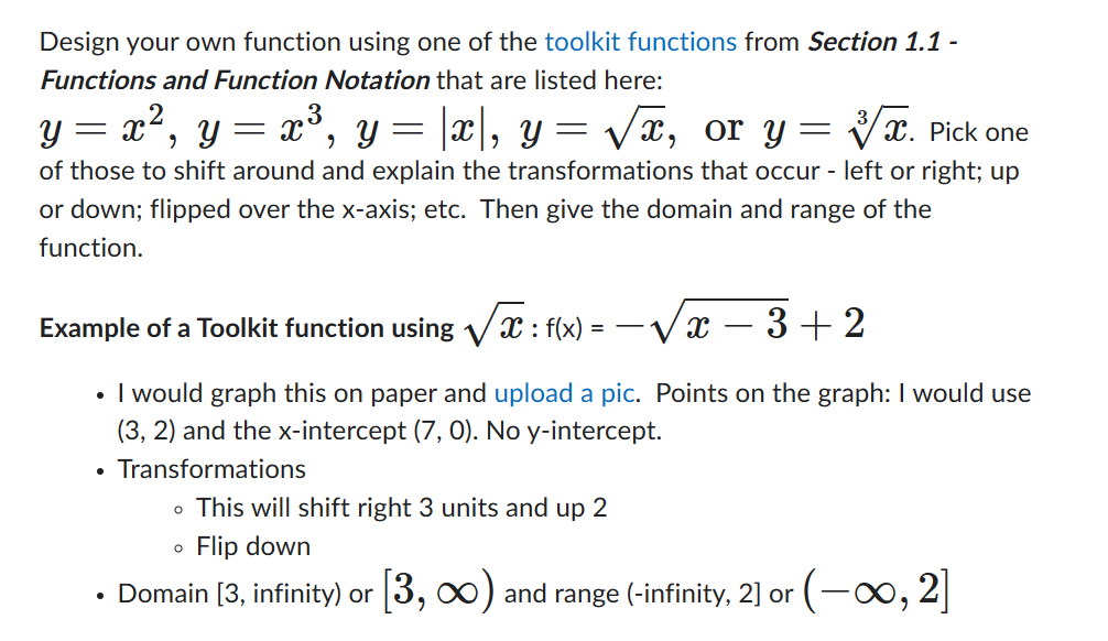 Solved Design your own function using one of the toolkit | Chegg.com