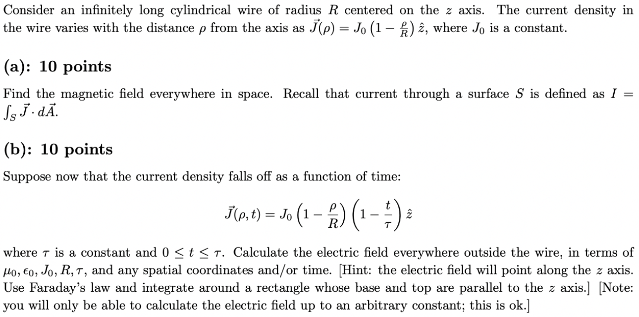Solved Consider an infinitely long cylindrical wire of | Chegg.com