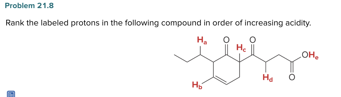 Problem 21.8Rank the labeled protons in the following | Chegg.com