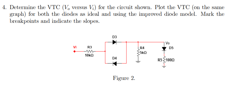Solved 4. Determine the VTC (Vo versus Vi) for the circuit | Chegg.com