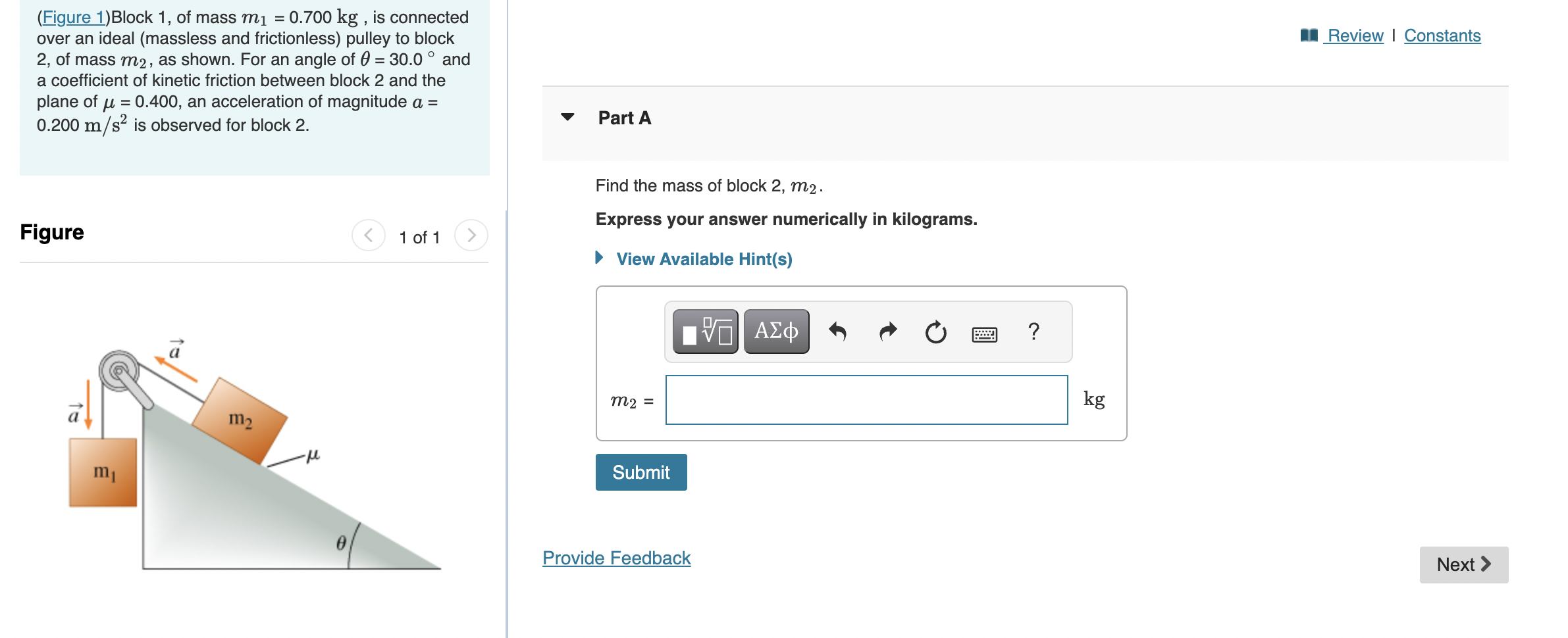 Solved (Figure 1)Block 1, of mass m1=0.700 kg, is connected | Chegg.com