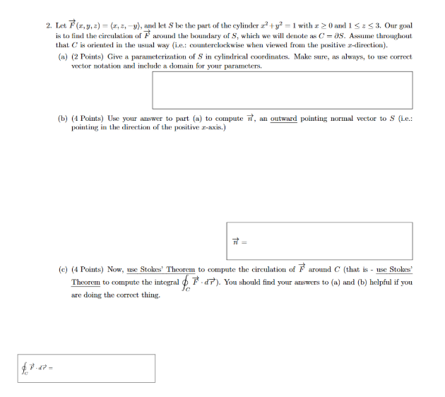 Solved SOLVE ALL PARTS A-C.Let vec(F)(x,y,z)=(:x,z,-y:), | Chegg.com