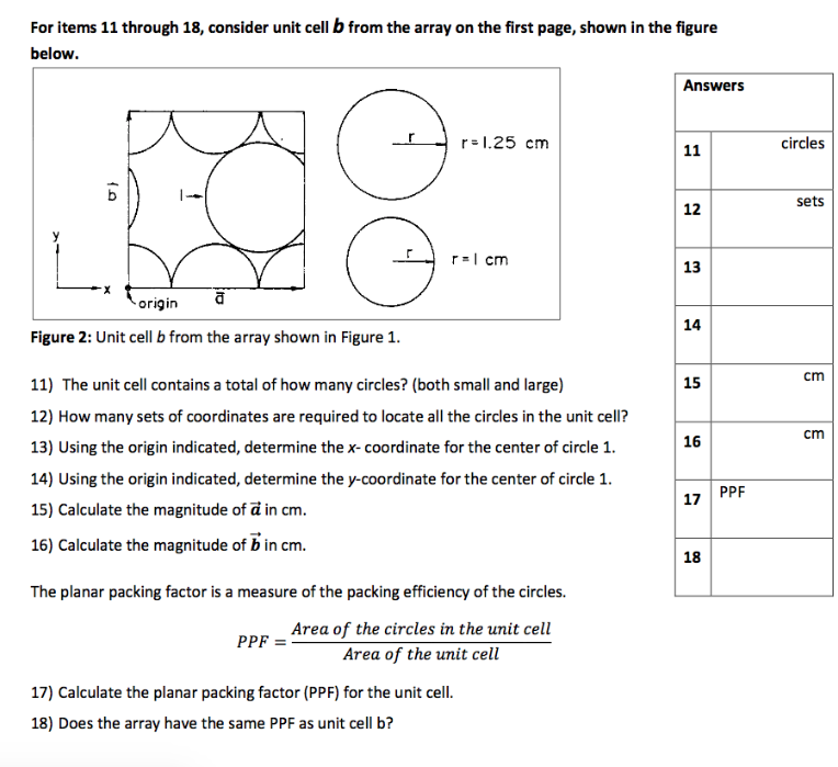 Solved For items 11 through 18, consider unit cell b from | Chegg.com