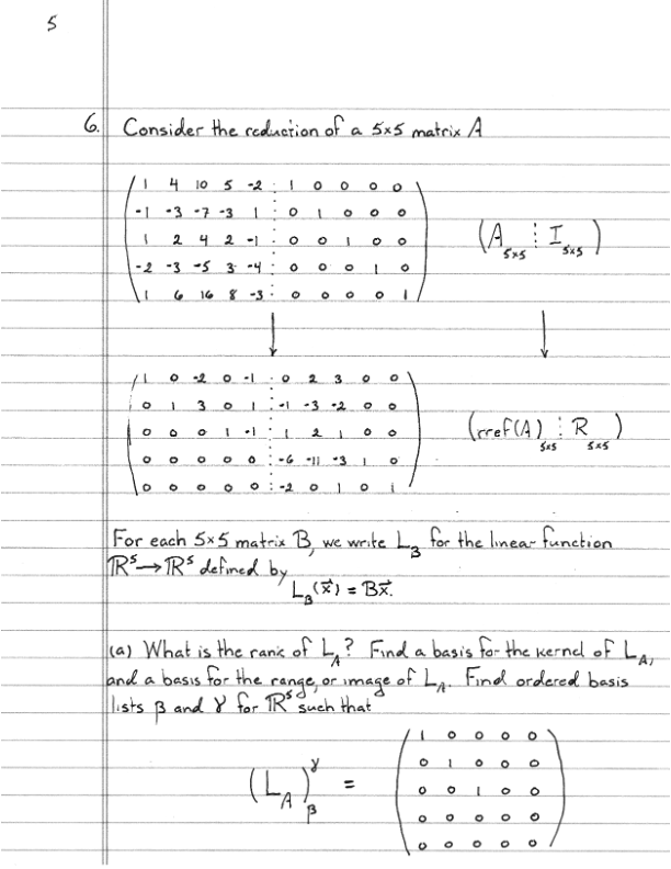 5 6. Consider the reduction of a 5x5 matrix A o O o o | Chegg.com