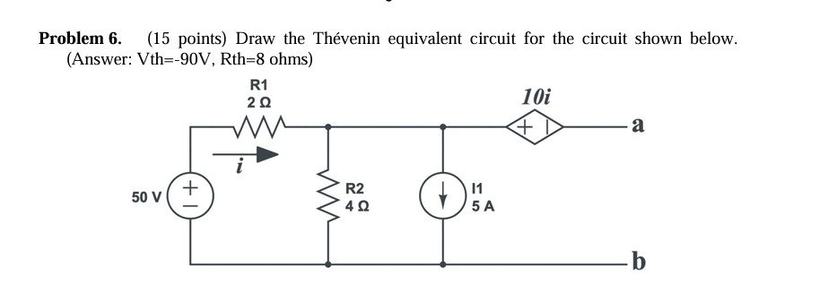Solved (15 points) Draw the Thévenin equivalent circuit for | Chegg.com