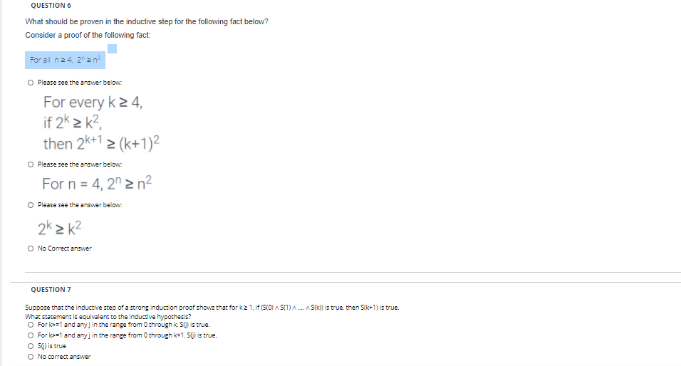 Solved QUESTION 6 What should be proven in the inductive | Chegg.com