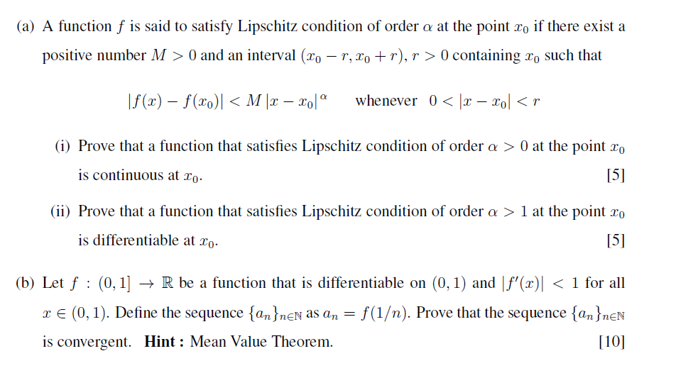 Solved (a) A function f is said to satisfy Lipschitz | Chegg.com
