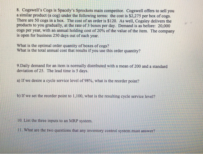 8. Cogswell's Cogs is Spacely's Sprockets main | Chegg.com