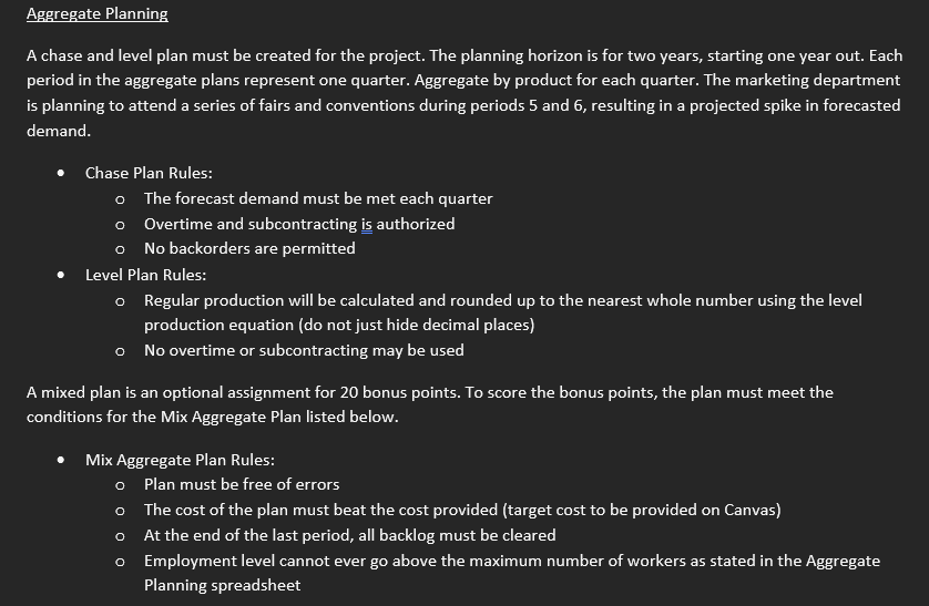 Solved Aggregate Planning A chase and level plan must be | Chegg.com