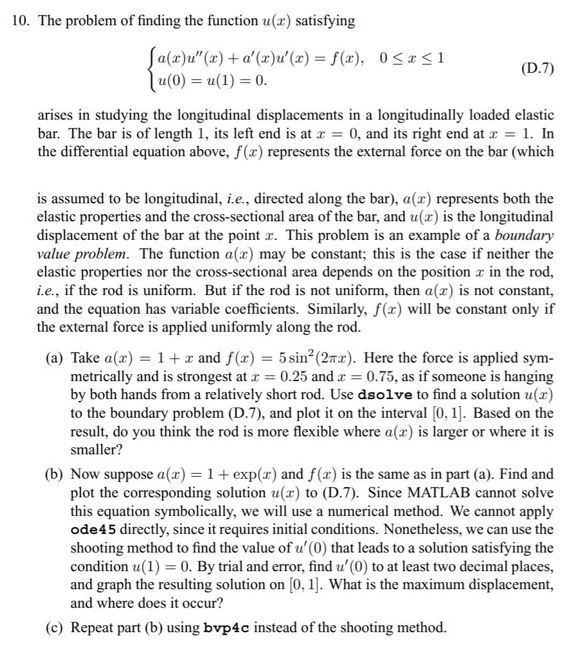 10. The problem of finding the function (2) | Chegg.com