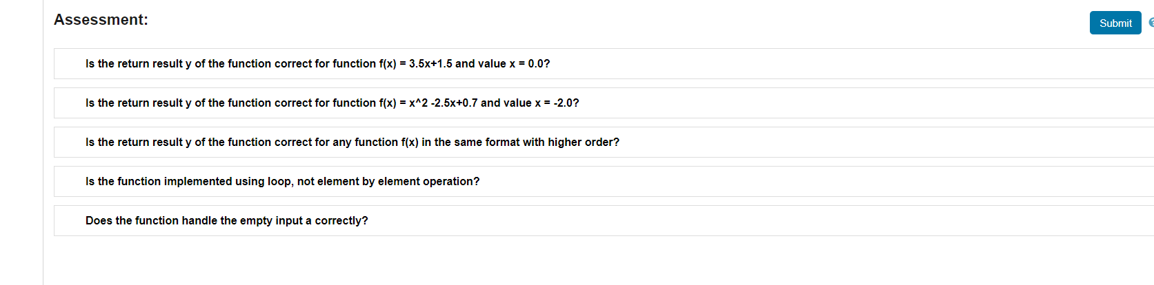 Solved 1 function y= myFunction (a,x) \% if the input array | Chegg.com