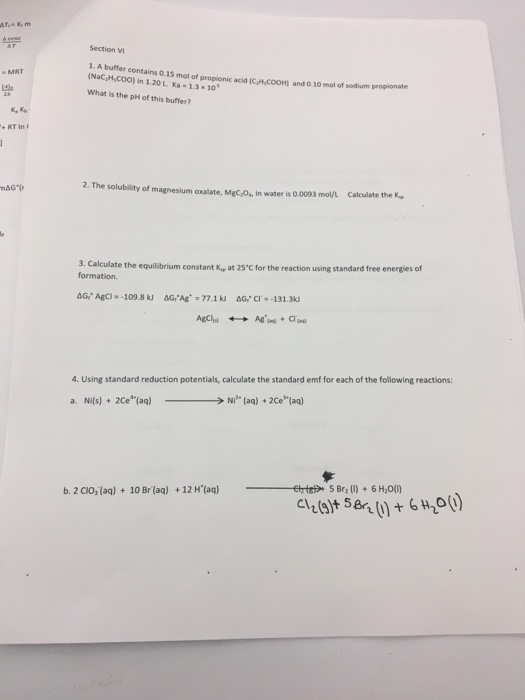 Solved Section i 1. A buffer contains 0.15 mol of propionic | Chegg.com