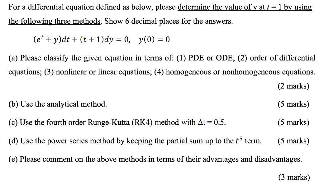 Solved For a differential equation defined as below, please | Chegg.com