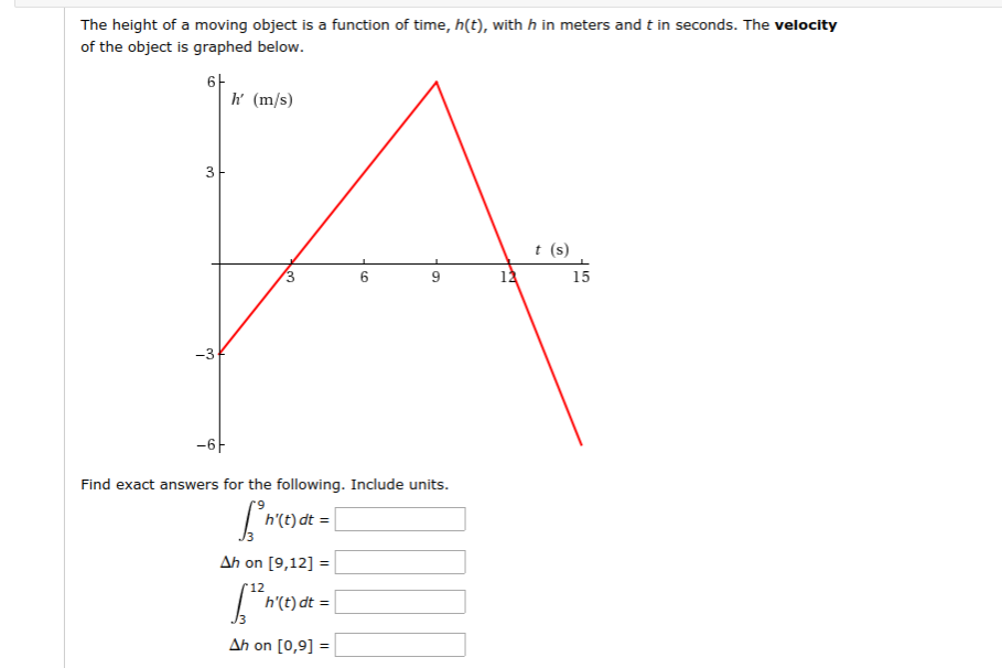 Solved The height of a moving object is a function of time, | Chegg.com