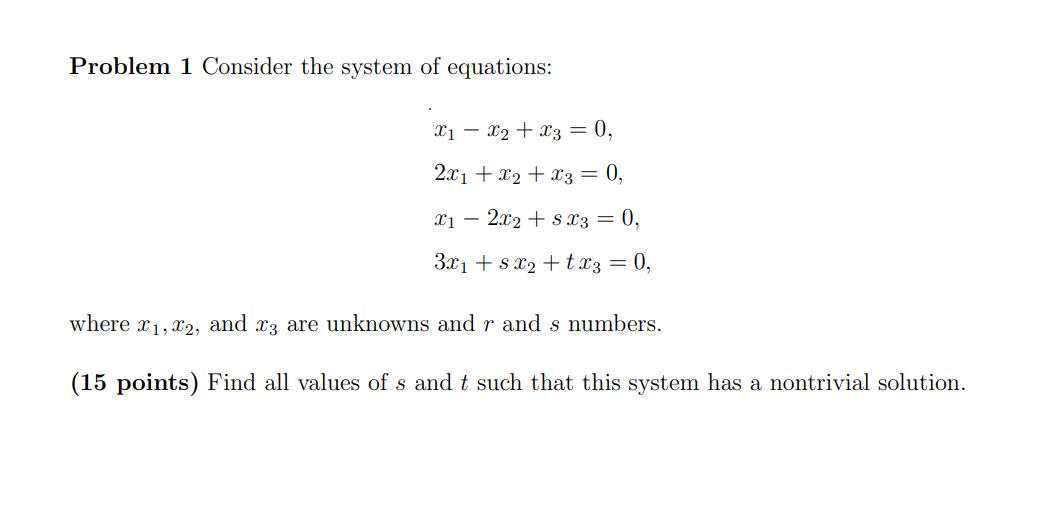 Solved Problem 1 Consider the system of equations: | Chegg.com