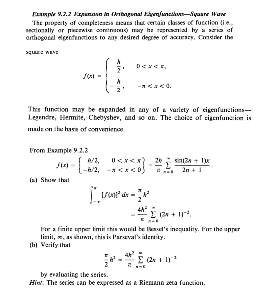 Solved Example 9.2.2 Expansion in Orthogonal | Chegg.com