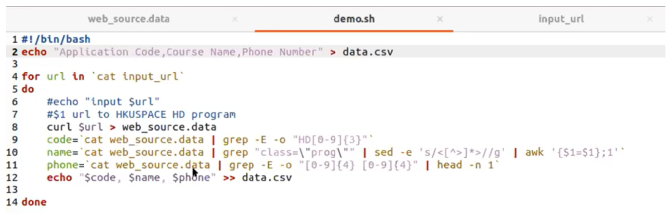 Linux shell script ---- (the sample output have | Chegg.com