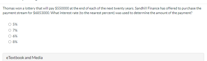Solved Thomas won a lottery that will pay $550000 at the end | Chegg.com