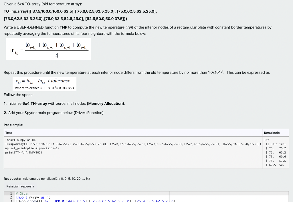 Solved Given a 6x4 TO-array (old temperature array): | Chegg.com