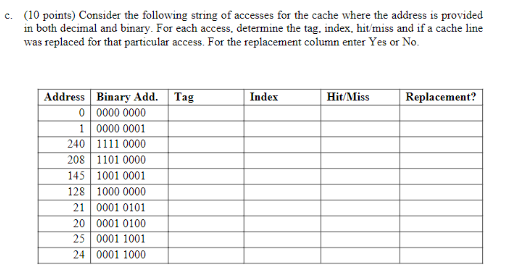 Solved Assume that we have a system with 8-bit addresses. | Chegg.com