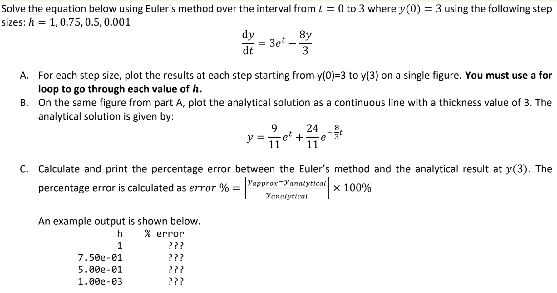 Solved Solve the equation below using Euler's method over | Chegg.com